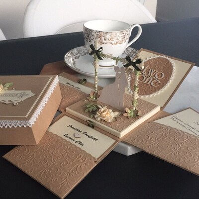 Kraft Wedding Invitation, Wedding Exploding Box Invitation, Vintage ...