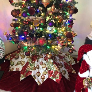 Christmas Tree Skirt 42 Inch Diameter Candy Quilted Green | Etsy