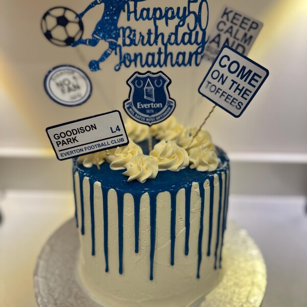 Luxury Everton Inspired Cupcake Toppers With Personalised With Age ...