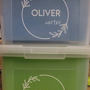 KIDS Vinyl Name Decal, Milestone Tote Decal, File Box Decal, School ...