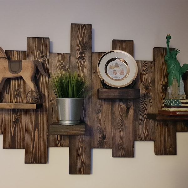 Rustic Wall Shelf, Floating Shelf, Wood Wall Art, Hanging Rustic Decor ...