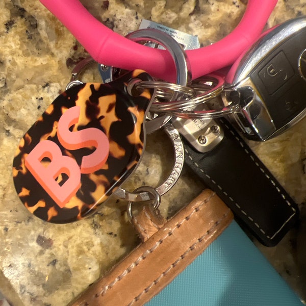 Monogram Tortoise AirTag Case | Personalized Large Initials Hard ...