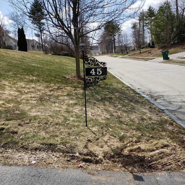 Reflective Driveway Address Sign: 60" Steel Pole, Solar Light - Etsy