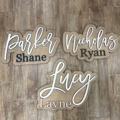 Custom Wooden Outlined Name Sign for Nursery - Etsy