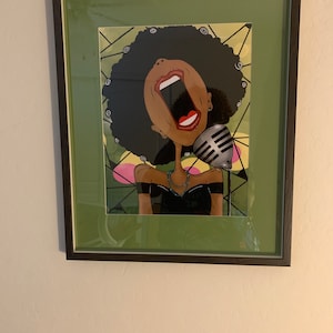 Abstract Black Art Music Print, Black Woman Singing, African American ...