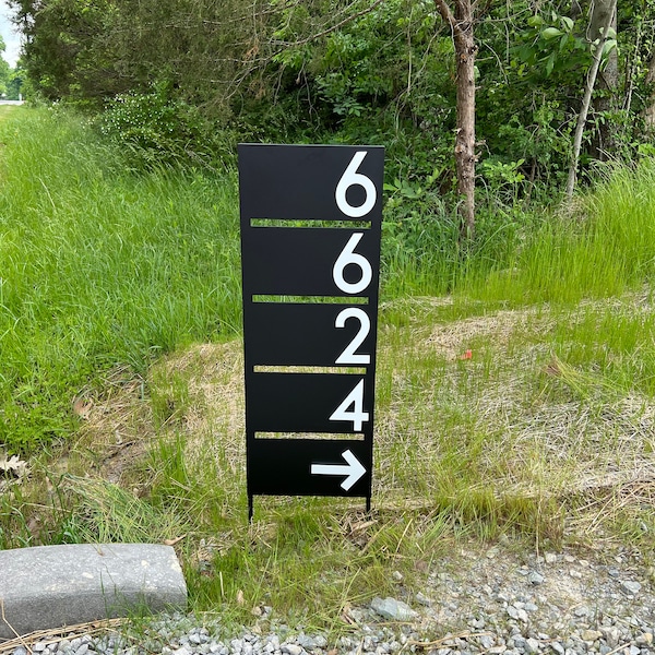 Enfield XL Address Yard Sign: 6" Aluminum Numbers, Vertical Yard Plaque ...
