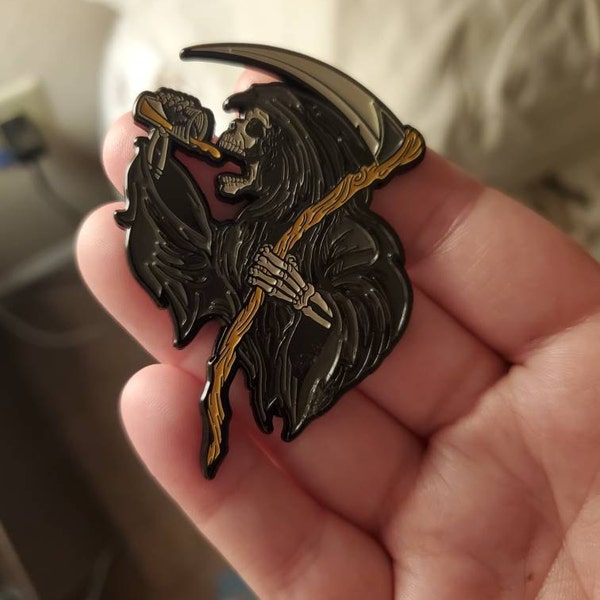 Drinkin' Reaper Enamel Pin - Etsy
