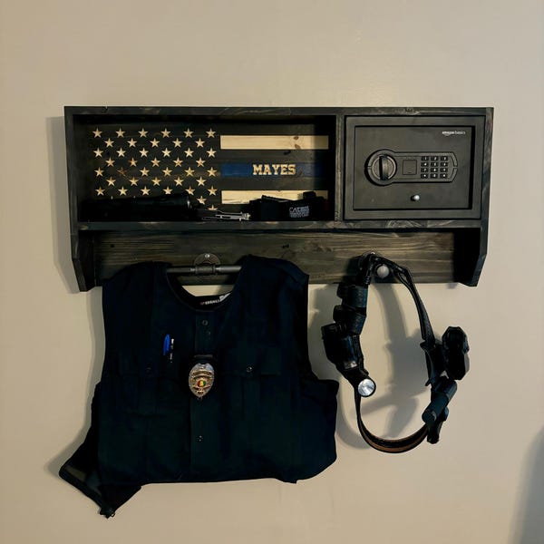 Police Duty Gear Rack With Lockbox Safe + FREE Metal Miranda Card - Etsy