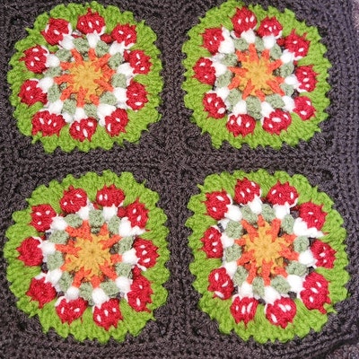 Mushroom Fairy Ring Granny Square Crochet Pattern PDF Instructions - Etsy