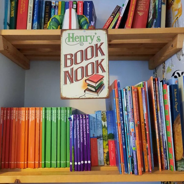 Custom BOOK NOOK SIGN, Customizable Book Nook Signs, Vintage Style Book ...