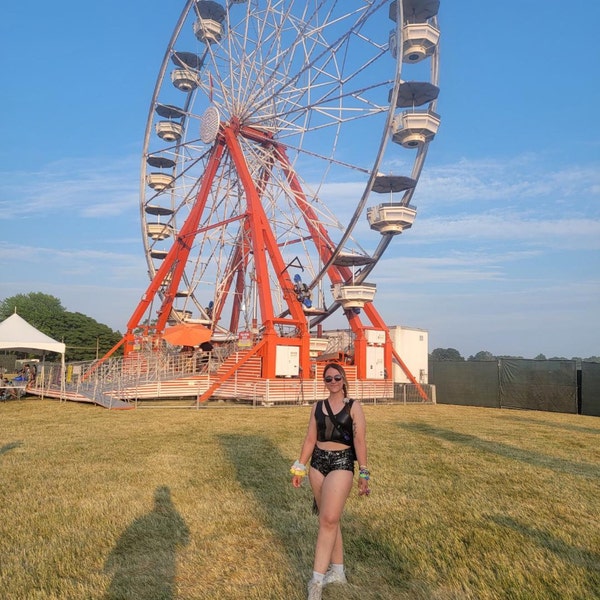 Black Metallic Mesh Inset Crop Top Tank - Rave Clothing, Festival ...