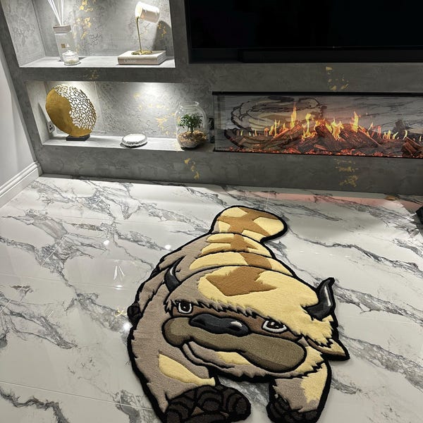 Appa Avatar Aang Anime Rug, Anime Carpet, Anime Art Rug, Anime Area Rug ...