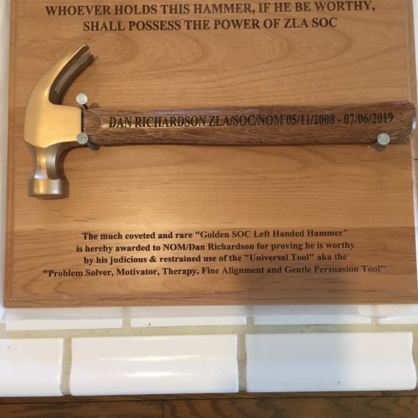Personalized Plaque W/ Engraved Hammer - Personalize, Engrave ...