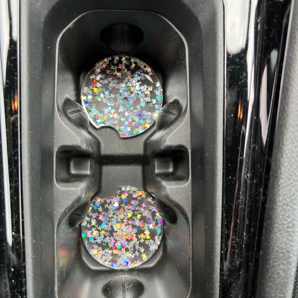 Car Coasters Set/pair That Will Fit Car Properly Glitter Car Coasters ...