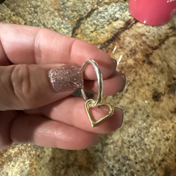 Sterling Silver Heart Dangle Charm Ring Love Ring for Her Silver ...