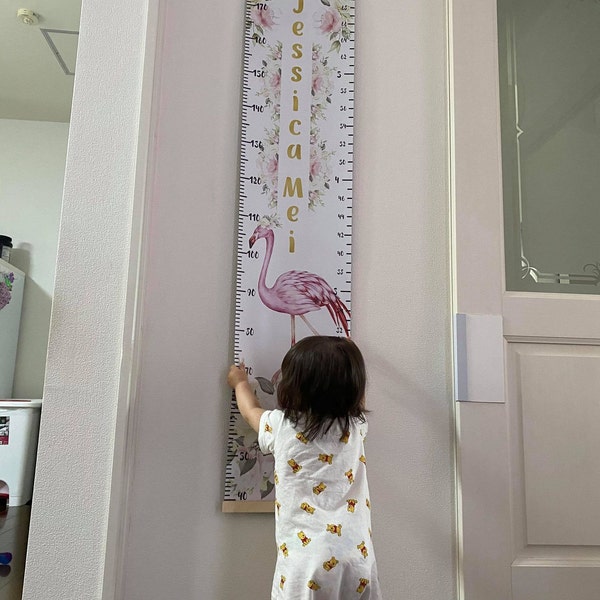Flamingo Height Chart, Personalized Growth Chart Flowers, Girls Floral ...