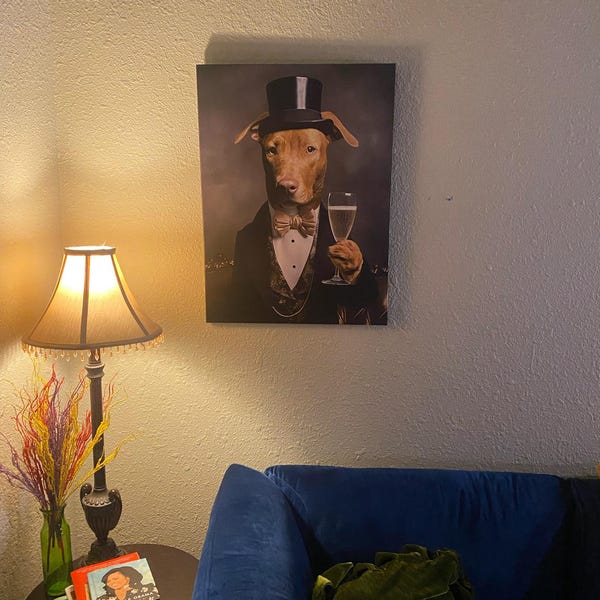 Custom Gentleman Dog Portrait, Dog Drink Wine Portrait, Gentleman Pet ...