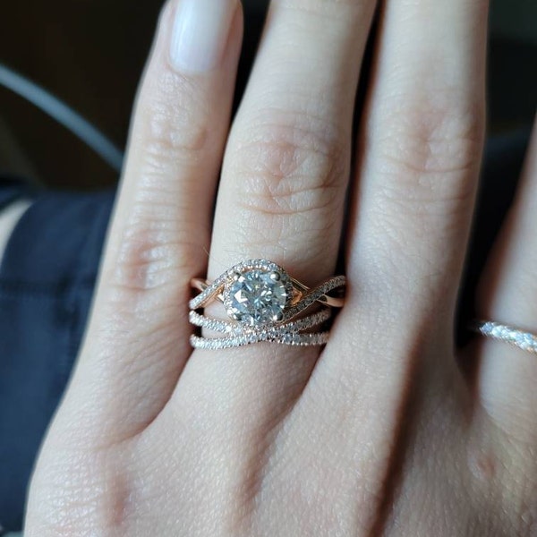 Criss Cross Diamond Wedding Band Vintage Crossover Ring Micro Pave Ring ...