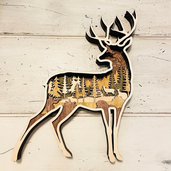 Digital File - 7 Layer Deer With Optional Layers Art Piece for ...