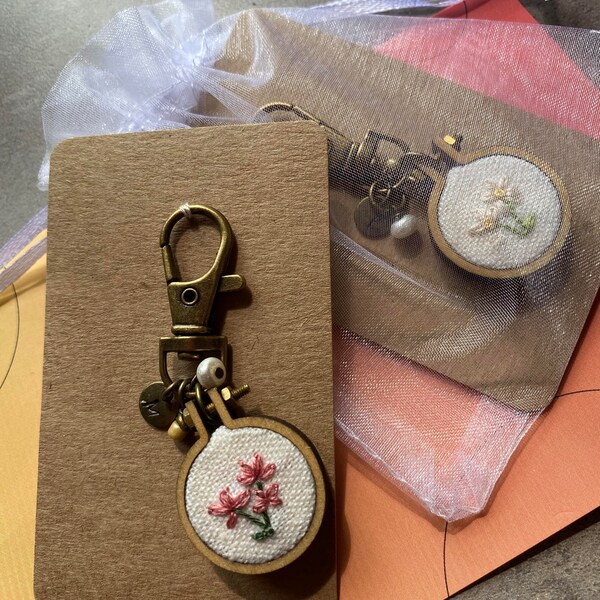 Hand-embroidered Citrus Keychain | Mini Embroidered Keychain ...