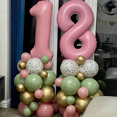 DIY Large 55 Safari Birthday Balloon Sculpture, Sage Green and Dusky ...