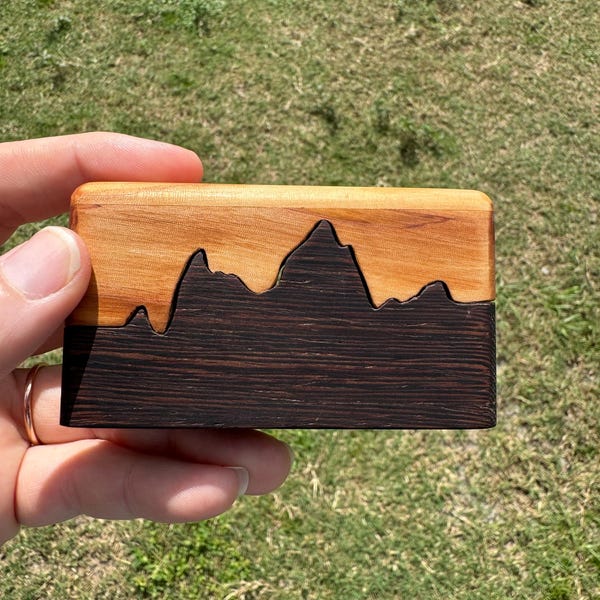 Double Straight Cut Ring Box Made From Leopard Wood, Walnut, and Padauk ...