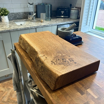 XL Thick Oak Live Edge Chopping Board Heavy Duty Oak Chopping Block ...