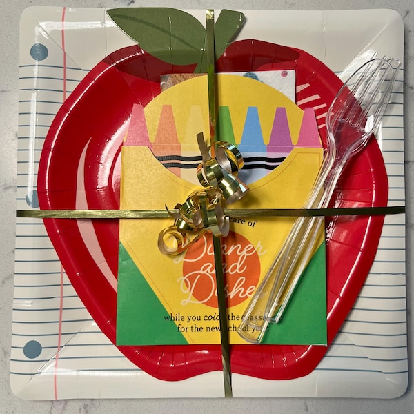 Back to School, Teacher Gift Tag, Dinner and Dishes on Us, Printable ...