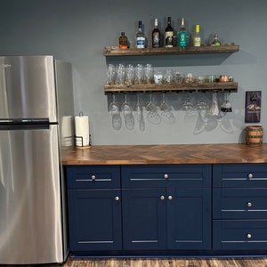 Wood Wine Rack the Ryan Wall Mounted Shelf & Hanging Stemware Glass ...