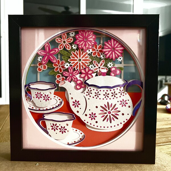 3D TEA PARTY SVG - Shadow Box Svg - Layered Cardstock Svg - for Cricut ...