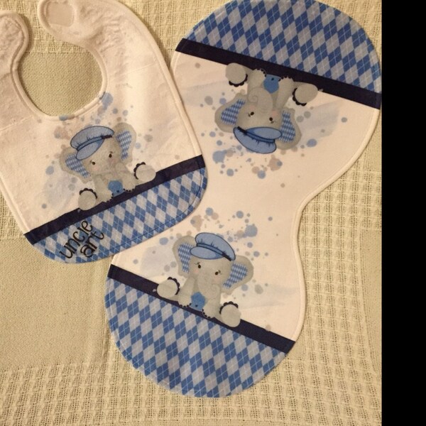 DIGITAL FILE Blue Eli Bib and Burp Cloth Set Design for Sublimation - Etsy