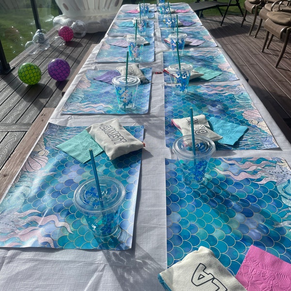 Mermaid Scales Party Drink Cup 12 Ounce Cold Drink Ware Favor Cup Paper ...