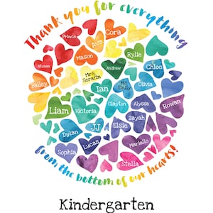 Custom Teacher Heart Printable Personalized Teacher Appreciation/class ...