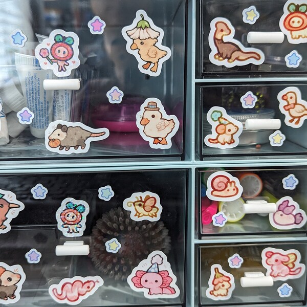 Series 1: Tiny Animal Friends Sticker Set of 11 / Mini Animal Stickers ...