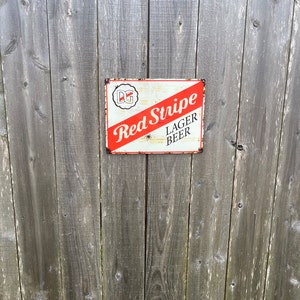 Vintage Red Stripe Jamaican Beer Metal Sign Mountain Bar Decor ...