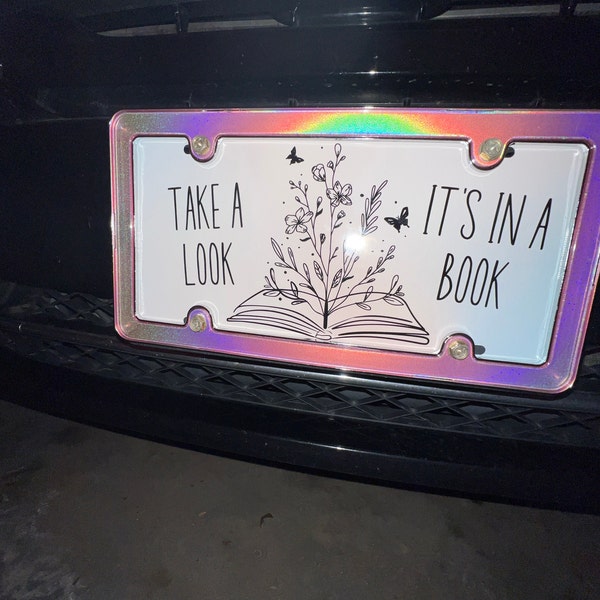 Front License Plate - Wildflowers Book Car Tag - Take A Look It's in A ...