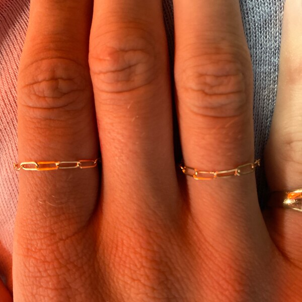 Chain Ring / Flat Bar Link Chain Eternity Band Ring / Gold Rings ...