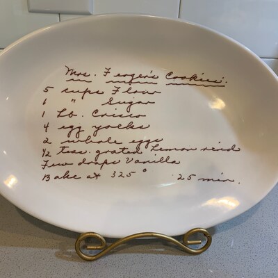Custom Recipe Plate, Handwritten Recipe Plate, Recipe Platter, Mother ...