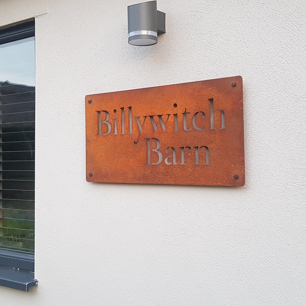 Corten Steel House Sign, Rusty House Steel, House Name Sign, Weathered ...