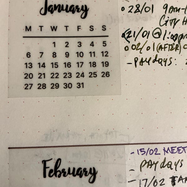 T009 2026 Monday Start Clear Mini Calendars Sticker, Calendar Sticker ...