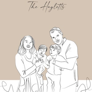 Custom Line Drawing, Family Line Art Drawing, Personalized Mother Gift ...