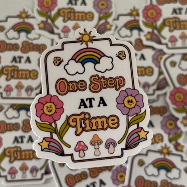 One Step at A Time PNG, Mental Health Png, Motivational Png, Retro ...