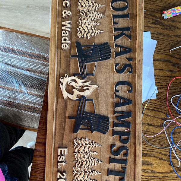 Custom Wood Campfire Sign Family Name Campsite Sign Last Name Sign ...