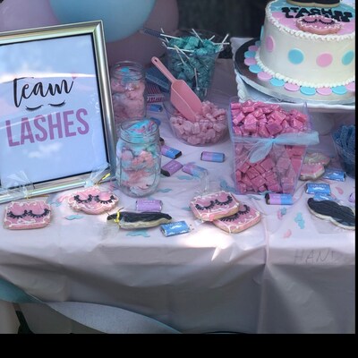 Team Lashes Team Staches Printable Gender Reveal Signs, Digital Files ...