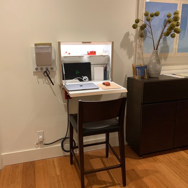 SMALL FOLDING DESK• -premium White- Drop Down Desk Space Saving Office ...