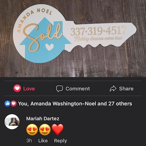 Blue Sold Key Sign for Realtors Realtor Gift Blue Sold Key | Etsy