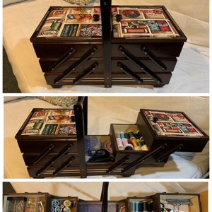 Wooden Sewing Box Very Big Storage Box Sewing Box Accordion - Etsy