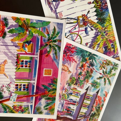 Watercolor Beach Print, Key West Art, Jupiter Lighthouse, Whimsical Art ...