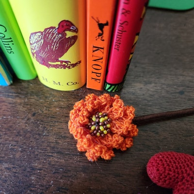 Micro Crochet Floral Bookmarks, Pansy, Red Micro Mushroom, White Daisy ...