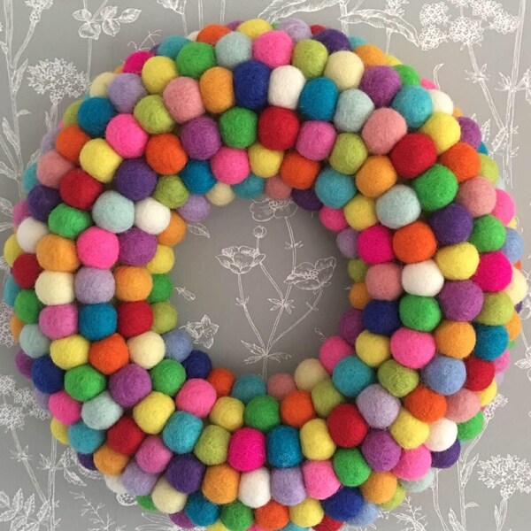 27 Rainbow Pom Pom Statement Mirror, Unique Wall Mirror. Large Round ...